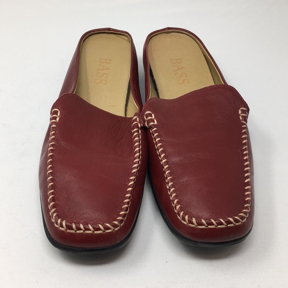 Bass | Shoes | 7w Red Leather Bass Mules Slip On | Poshmark